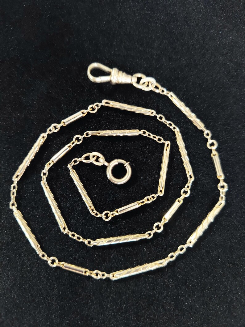 Vintage Art Deco 16.75" Watch Chain Necklace, Antique Minimalist Choker ...