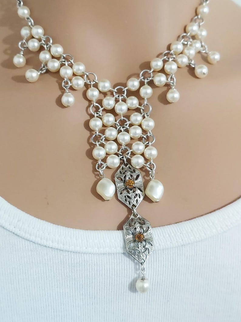 Vintage Antique Victorian Art Deco Conversion Sterling Silver Rhodium ...