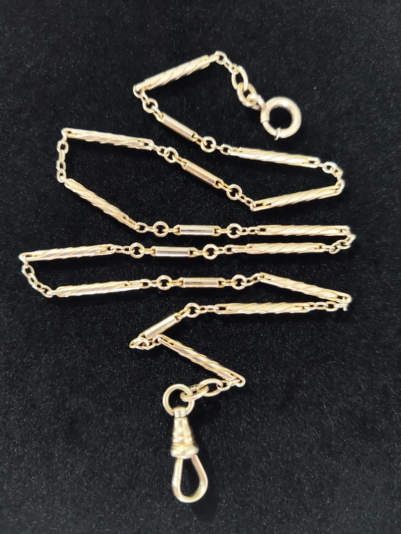 Vintage Art Deco 16.75" Watch Chain Necklace, Antique Minimalist Choker ...