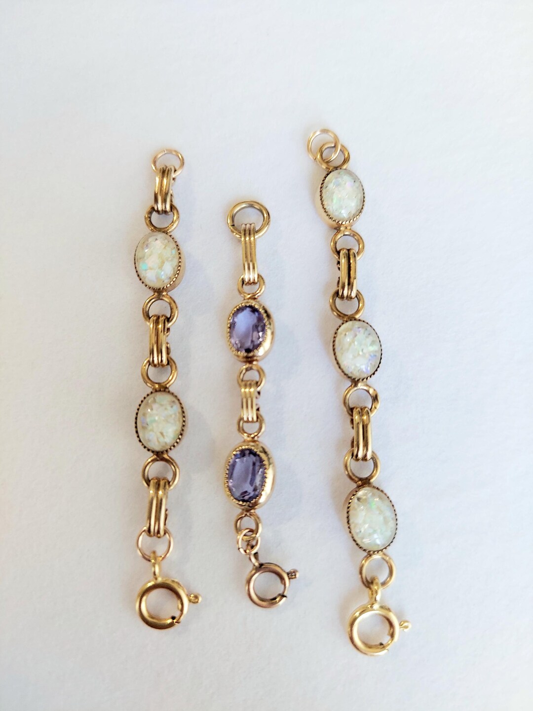 Vintage Gemstone Gold Filled Extender Chains, Watch Chain Extender ...
