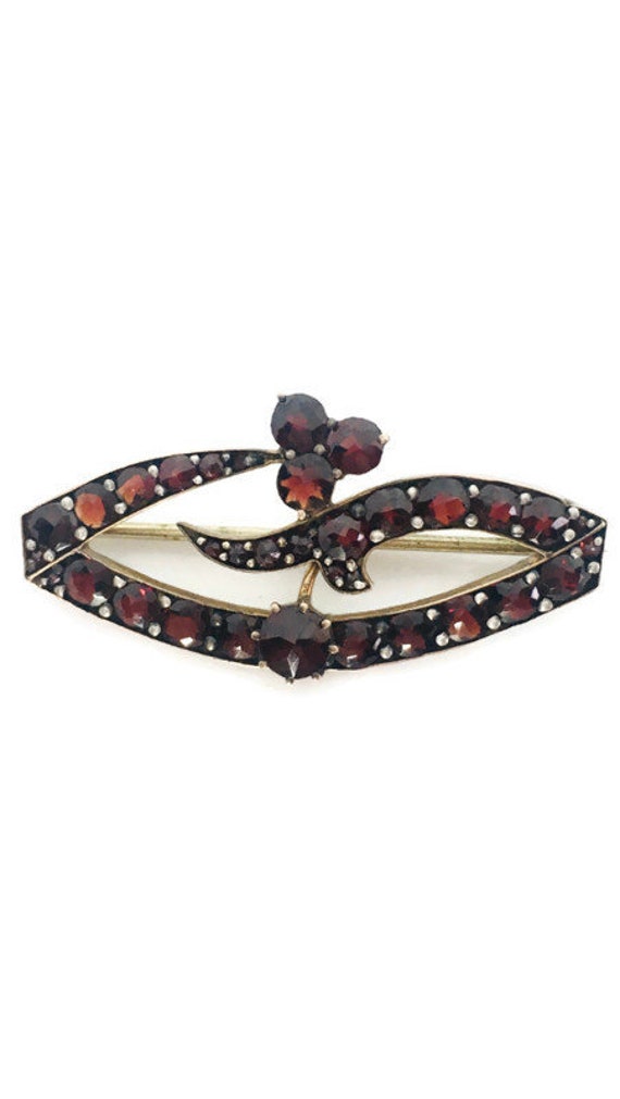 Vintage Victorian Garnet Crescent Moon Brooch, Vintag… - Gem
