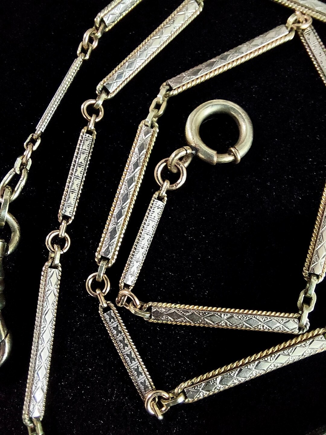 Art Deco 20" 14k Gold Filled Watch Chain Necklace With Dog Clip Clasp ...