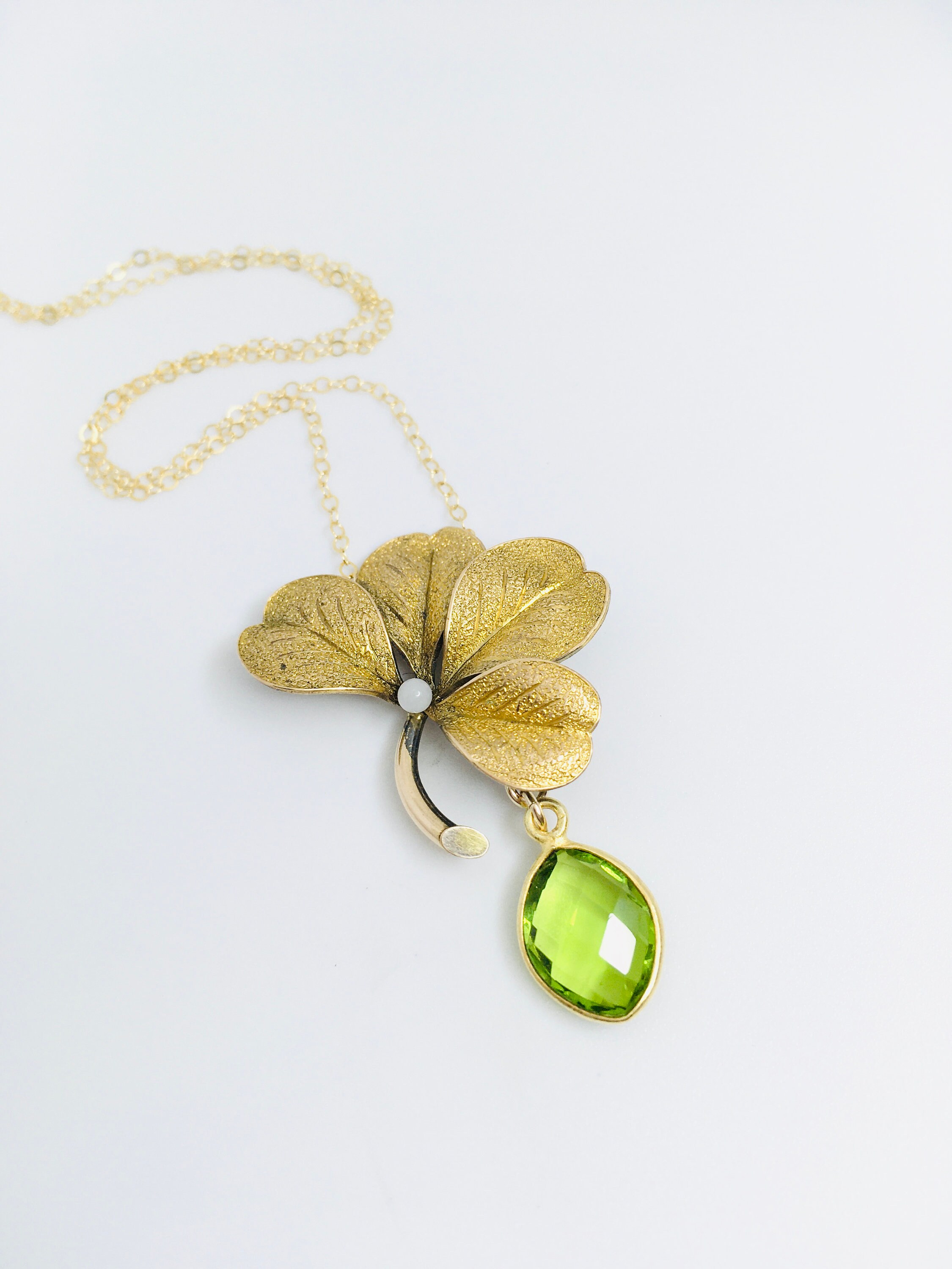 Victorian Four Leaf Clover / Antique Gold Filled Necklace / | Etsy