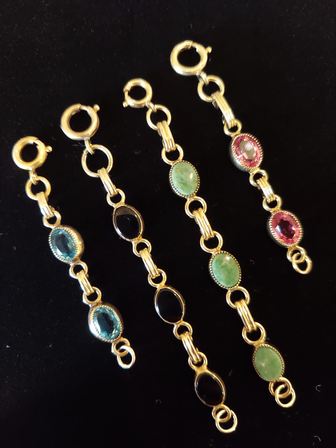 Vintage Gemstone Gold Filled Extender Chains, Watch Chain Extender ...