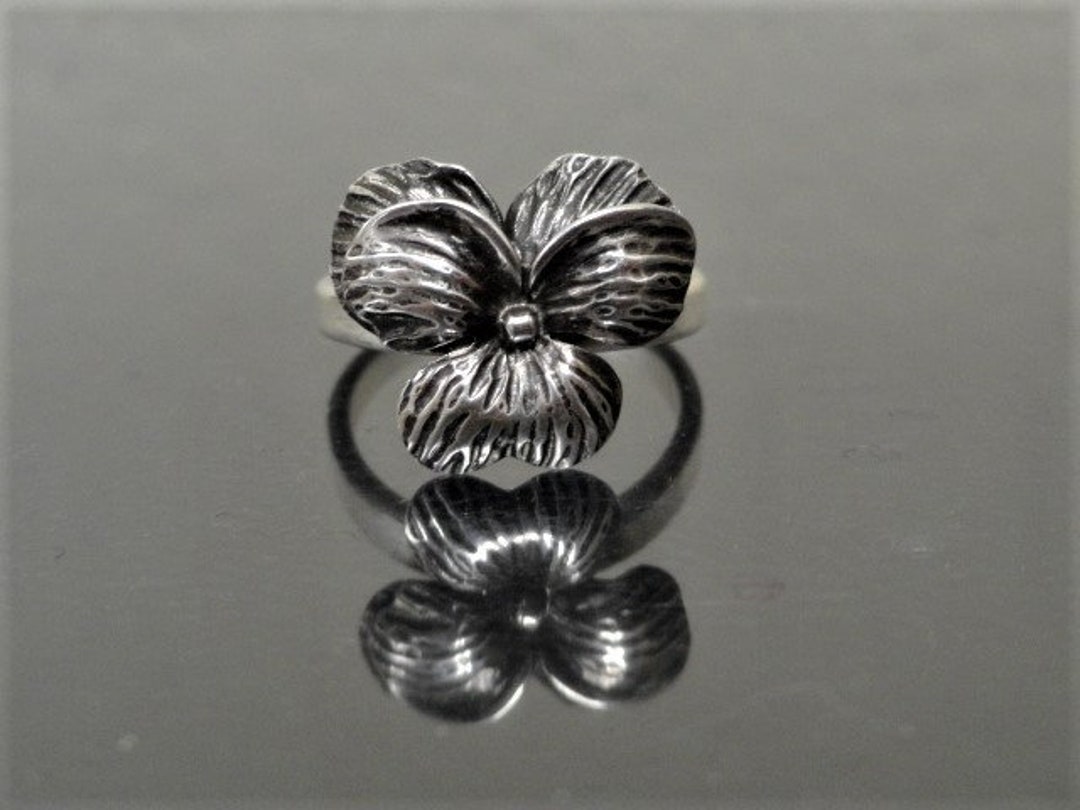 Vintage Sterling Silver Pansy Flower Ring Conversion Upcycled Eco ...