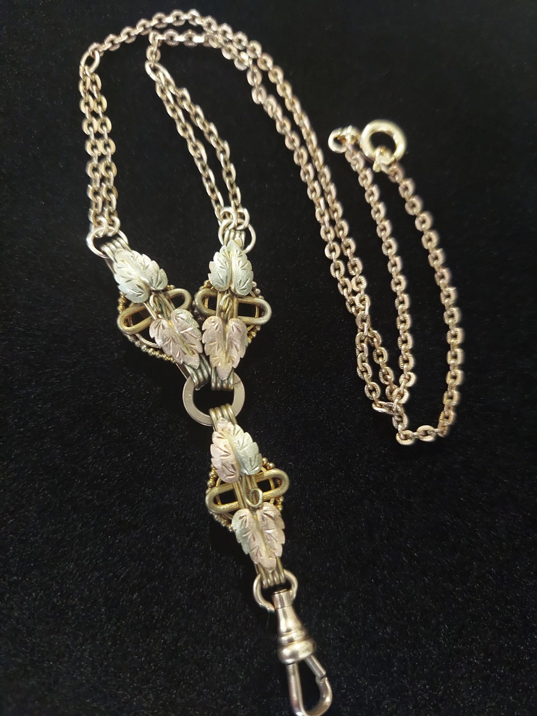 Antique Book Chain Necklace, Gold Filled Book Chain, Antique Dog Clip ...