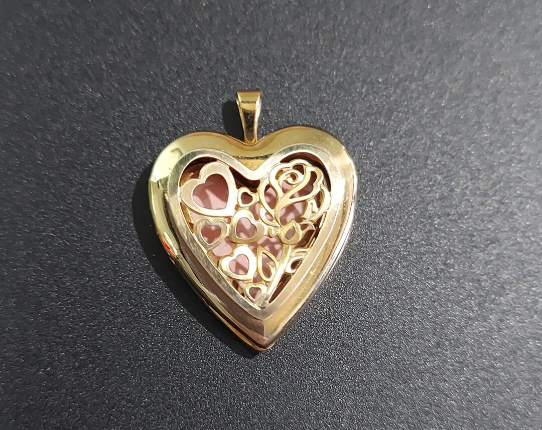 Vintage 9k 9ct Gold Heart Locket / Open Heart Locket / New Old Stock ...