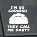 Cornish Pasty Cornwall Kernow Funny Novelty Car Bumper Decal Sticker ...