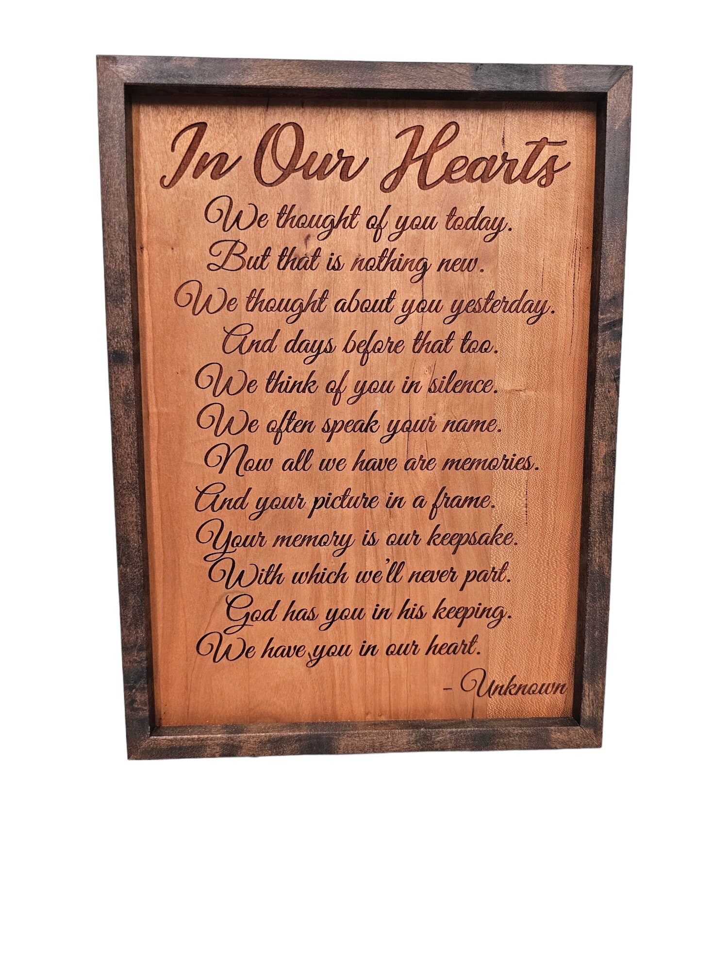 In Our Hearts Poem | Memorial Gift | Bereavement Gift | Sympathy Gift ...
