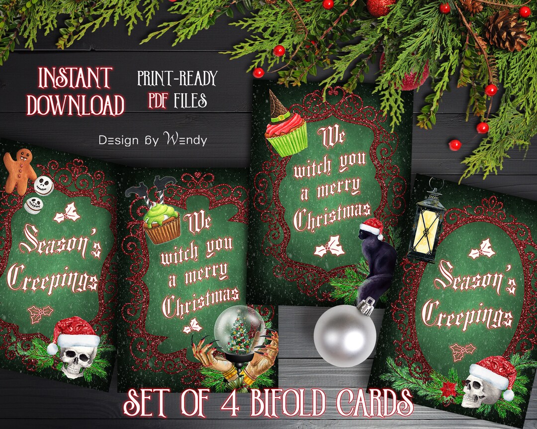 Creepy Christmas Card Set Instant Download. Printable Bifold - Etsy