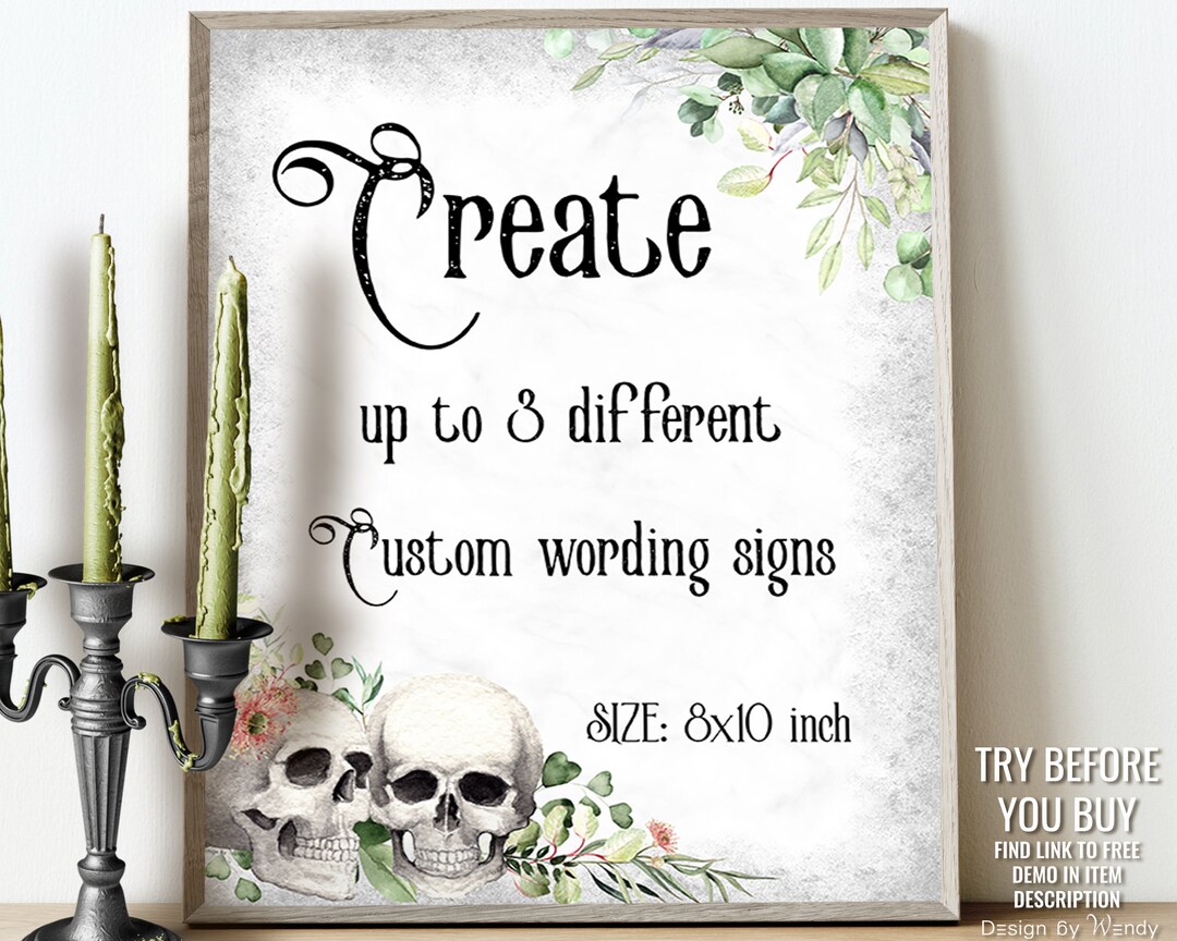Feminine Gothic Table Signs Template. Whimsigoth Witchy Signage ...