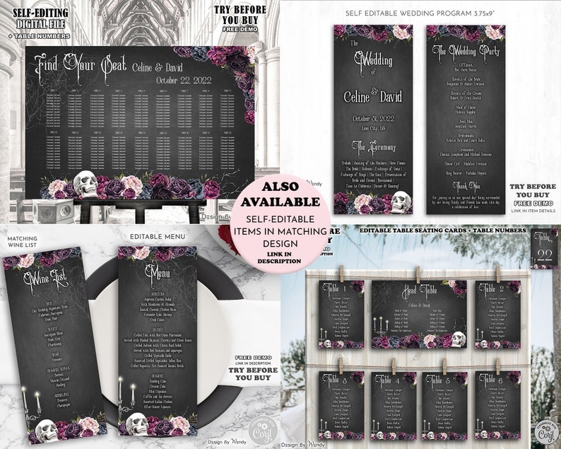 Gothic Wedding Best Seller Table Signs Bundle. Print Ready - Etsy