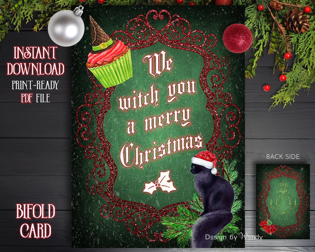 Witchy Christmas Card Instant Download. 'we Witch You a - Etsy