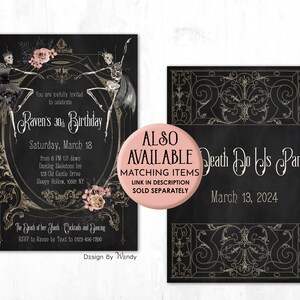 Gothic Birthday Invitation Dancing Skeletons. Editable Gothic Party ...