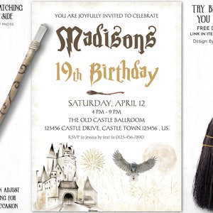 Editable Magic Birthday Invitation. Witch Wizard Birthday - Etsy