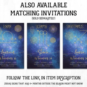 Cancer Birthday Invitation, Editable Zodiac Invitation Template. Gold ...