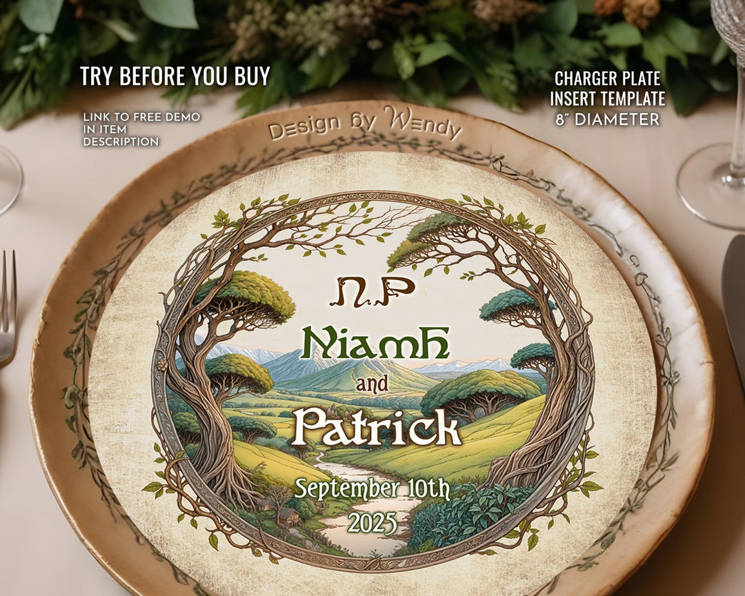 Celtic Wedding Charger Plate Template. Art Nouveau Fantasy Plate Liner ...