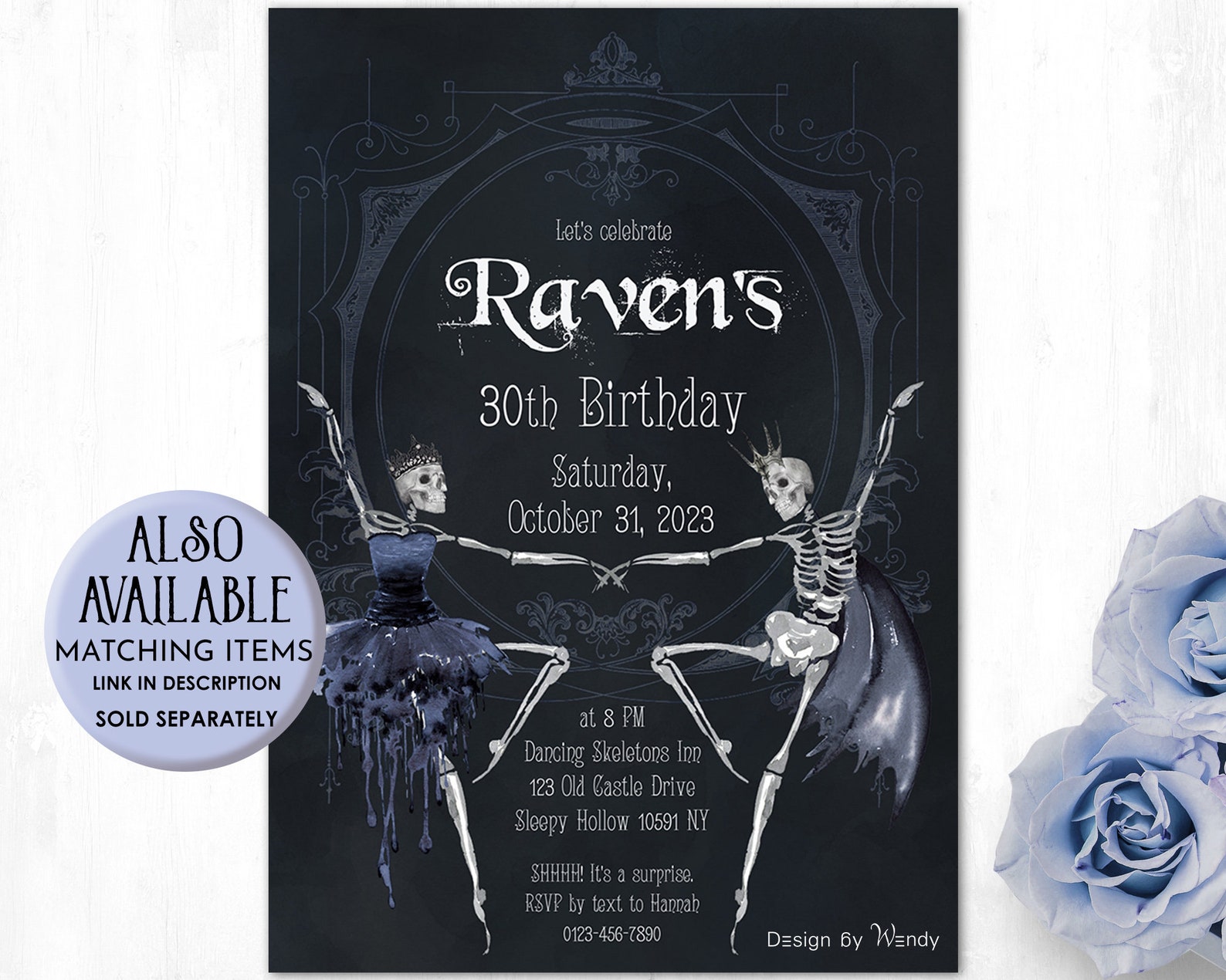 Gothic Birthday Invitation Dancing Skeletons. Editable Gothic - Etsy