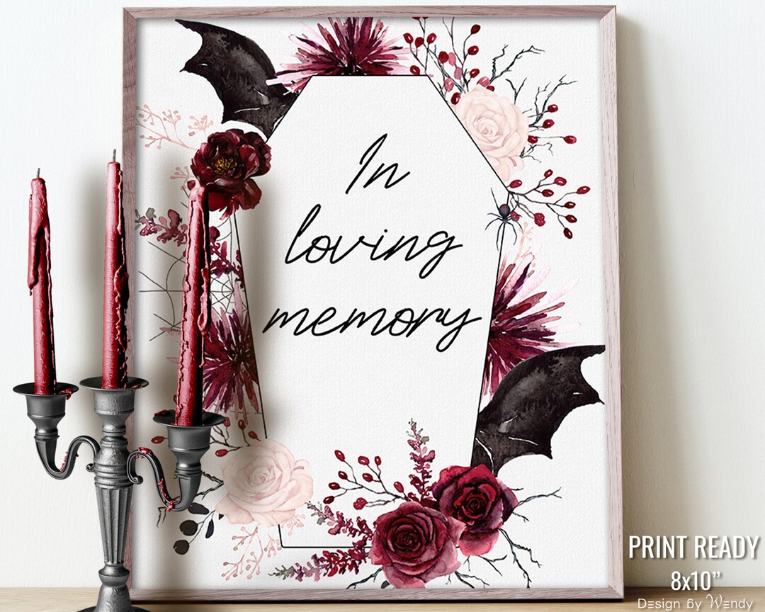 In Loving Memory Coffin Table Sign, Instant Download Gothic Halloween ...