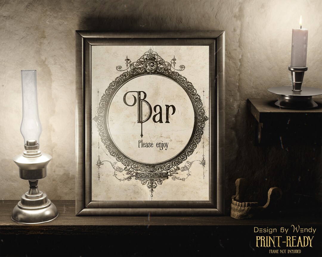 Victorian Bar Sign, Instant Download. Vintage Wedding Bar Sign 8x10 ...