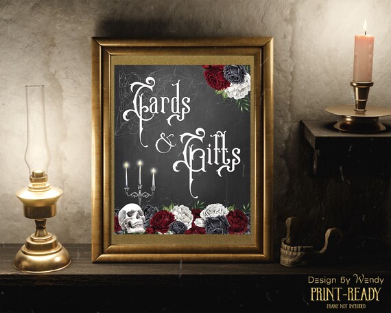 Gothic wedding Cards & Gifts sign red and black roses with | Etsy