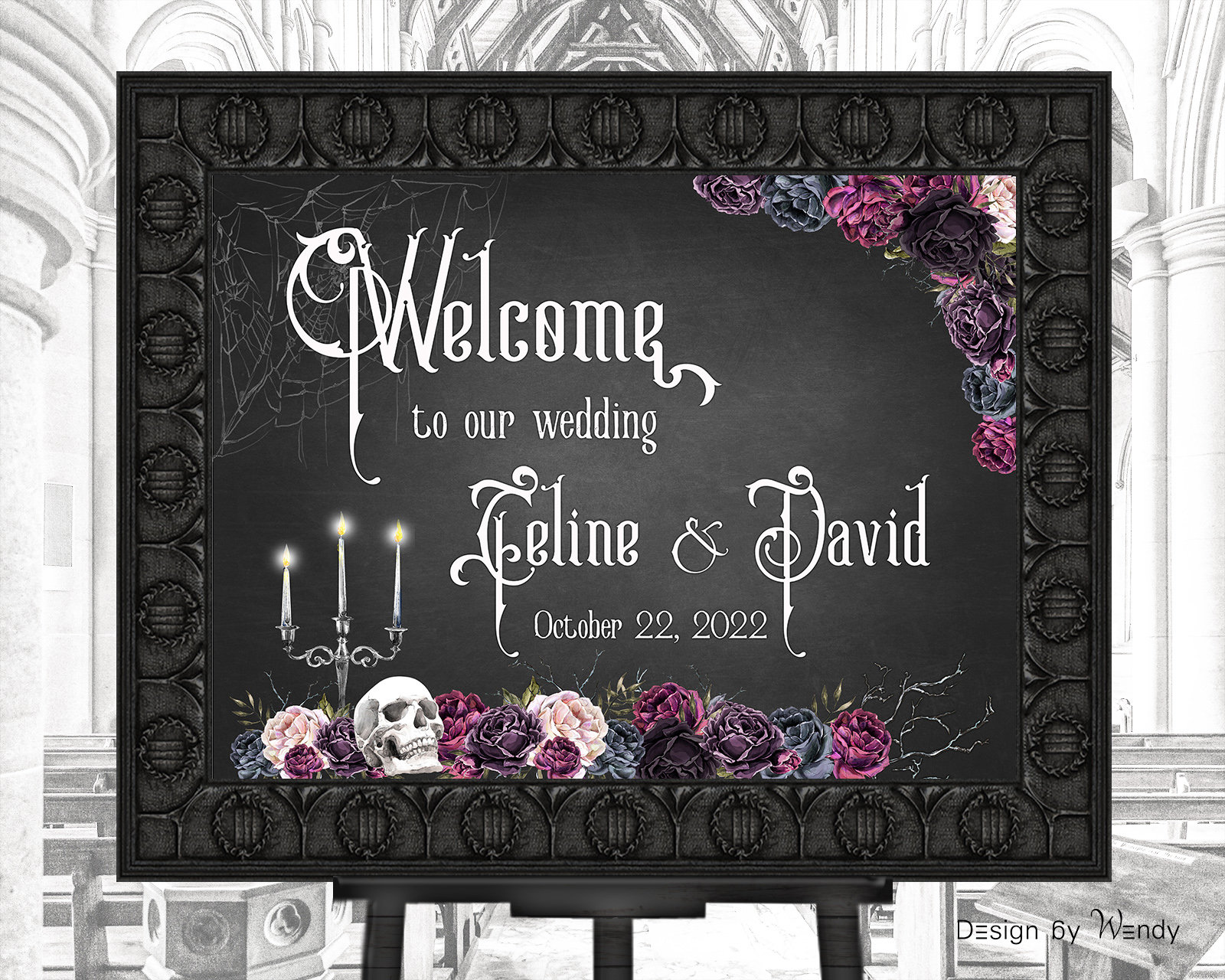 Gothic Wedding Sign Skulls and Roses Digital Gothic Wedding | Etsy