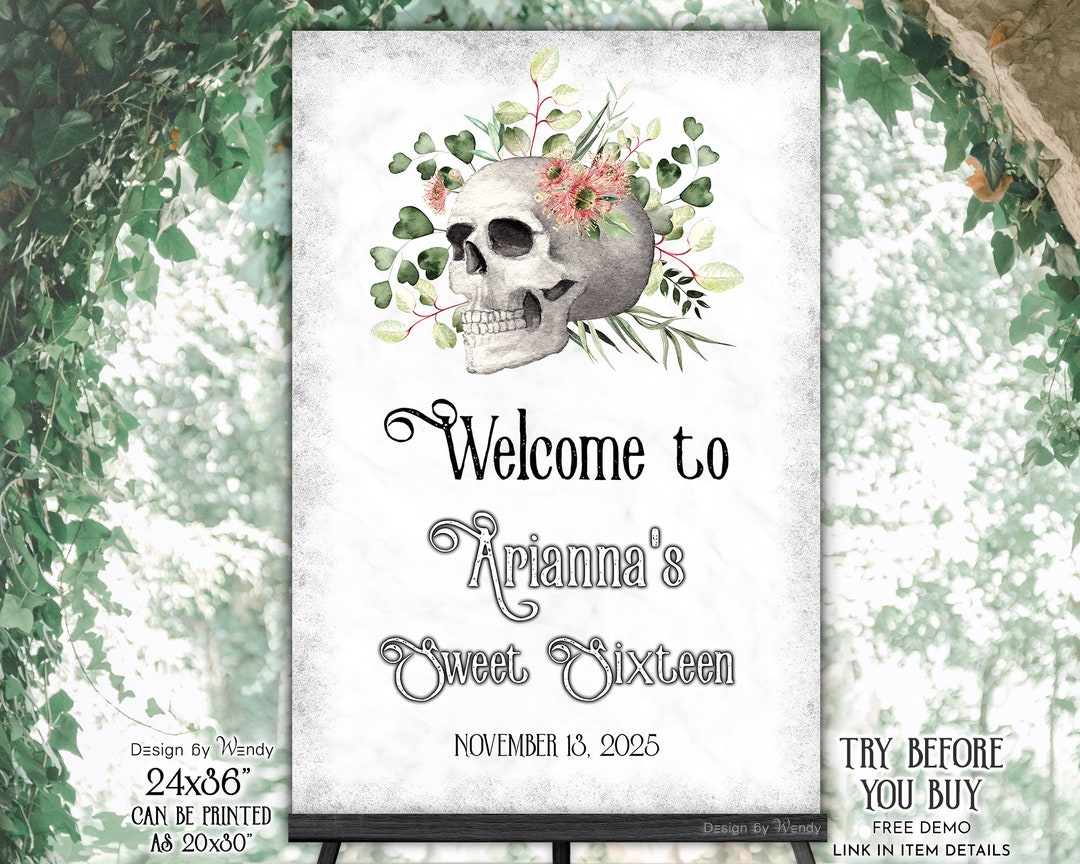 Editable Fairytale Goth Welcome Sign. Whimsigoth Goth Skulls ...