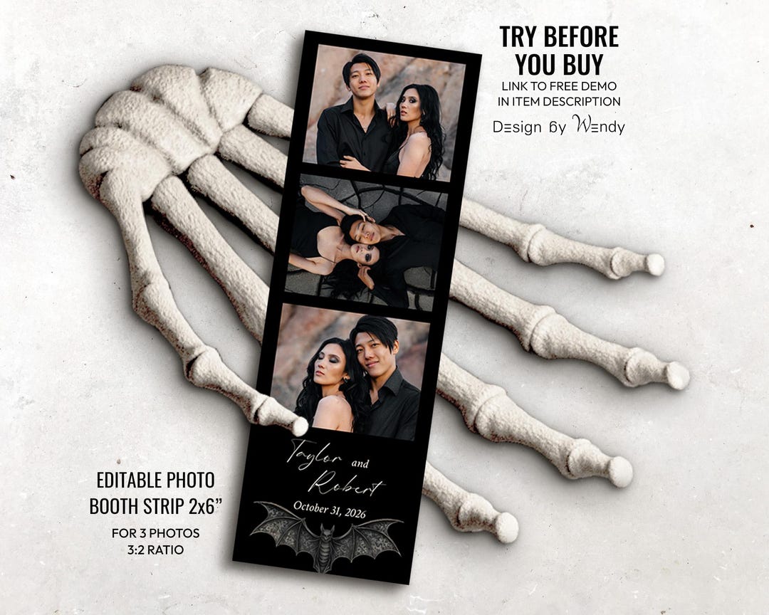Vintage Gothic Photo Booth Strip Template. Retro Photo Booth Strip With ...