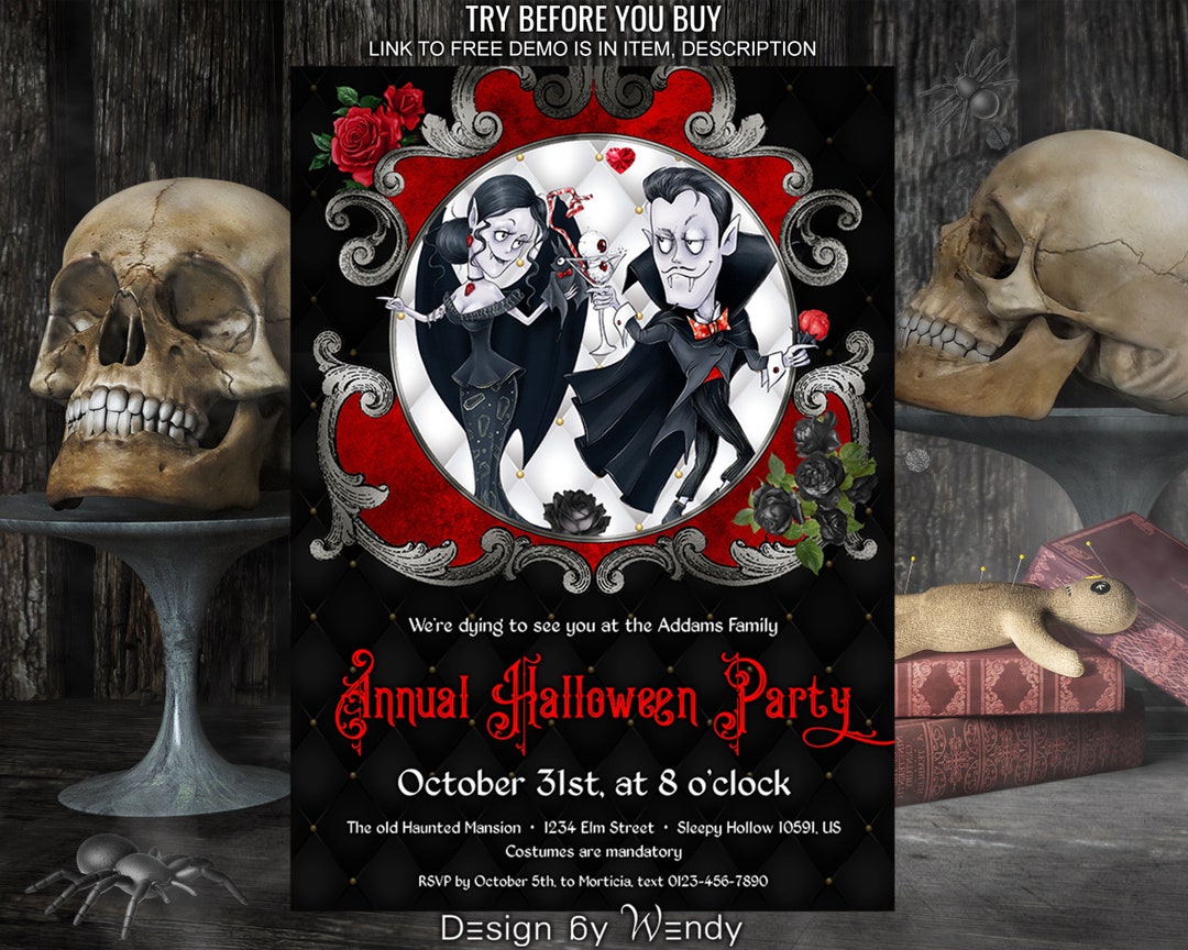 Halloween Invitation Template With Cartoon Vampires. Halloween Party ...