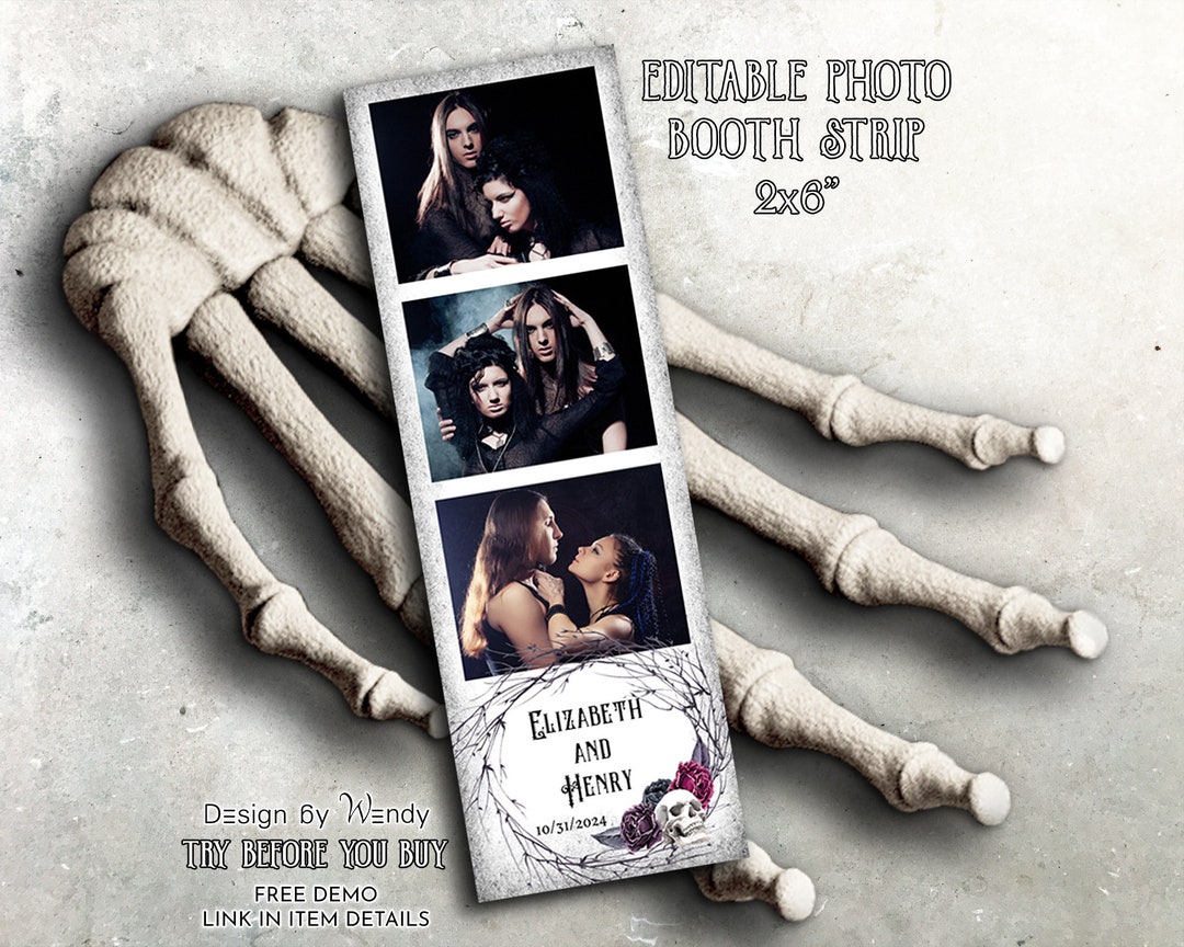 Gothic Photo Booth Strip Template. Editable Halloween Wedding Photo ...