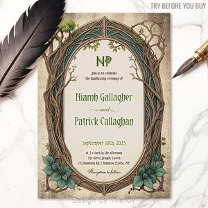 Celtic Wedding Invitation Template. Handfasting Invitation, Art Nouveau ...