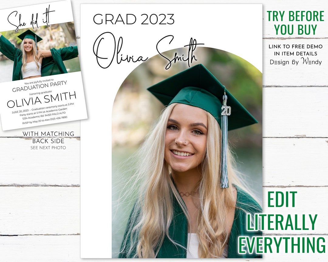 Editable Graduation Party Invitation. Instant Download Arch Photo ...