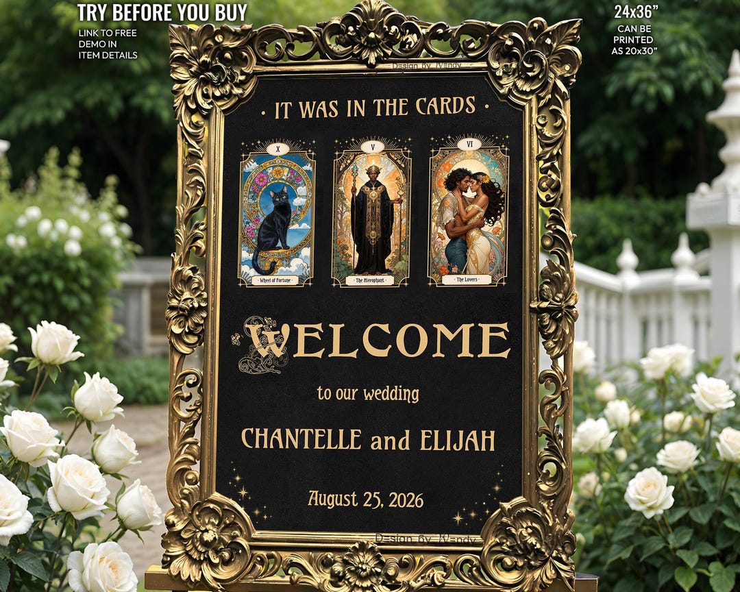 Tarot Wedding Welcome Sign Template. It Was in the Cards. Art Nouveau ...