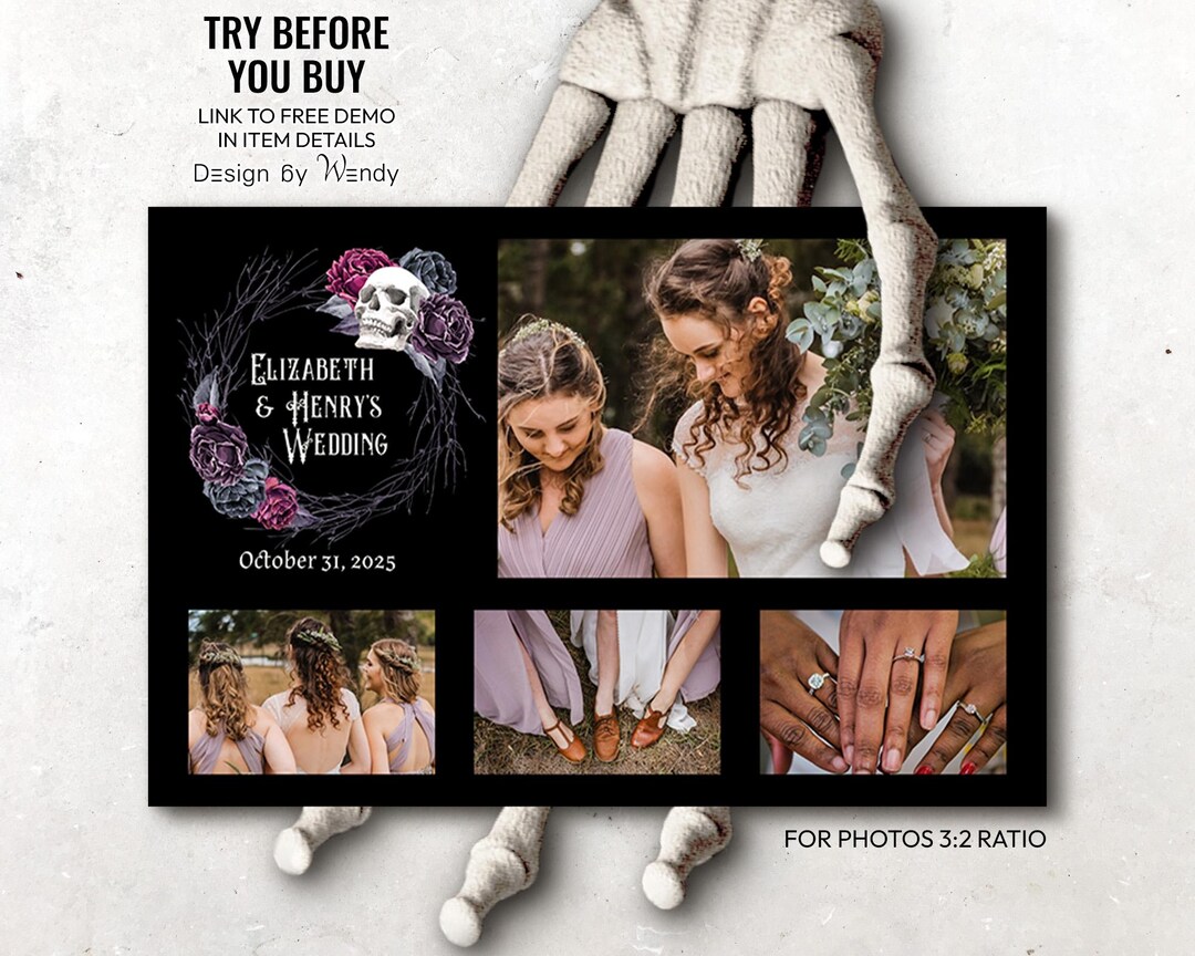 Photo Booth Card Photo Collage Template. Editable Gothic Halloween Save ...