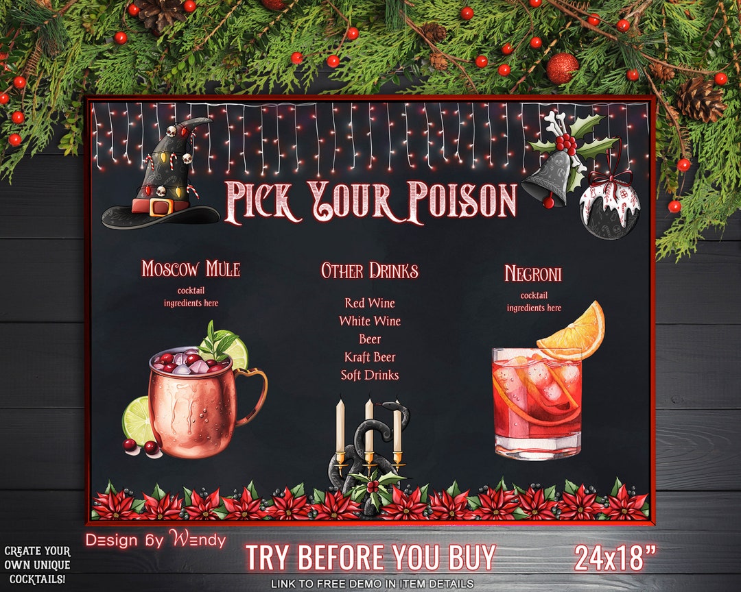 Creepy Christmas Signature Drinks Sign. Editable Gothic - Etsy