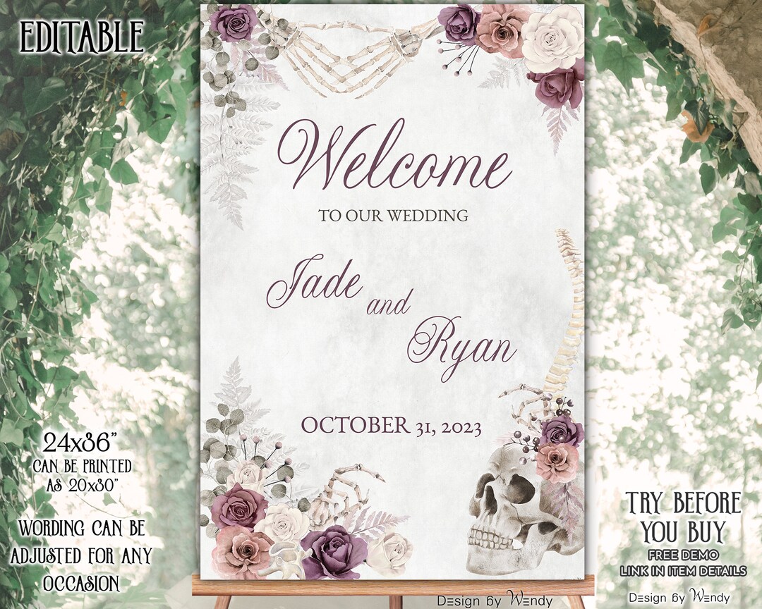 Editable Welcome Sign Template. Whimsigoth Pastel Goth Roses - Etsy