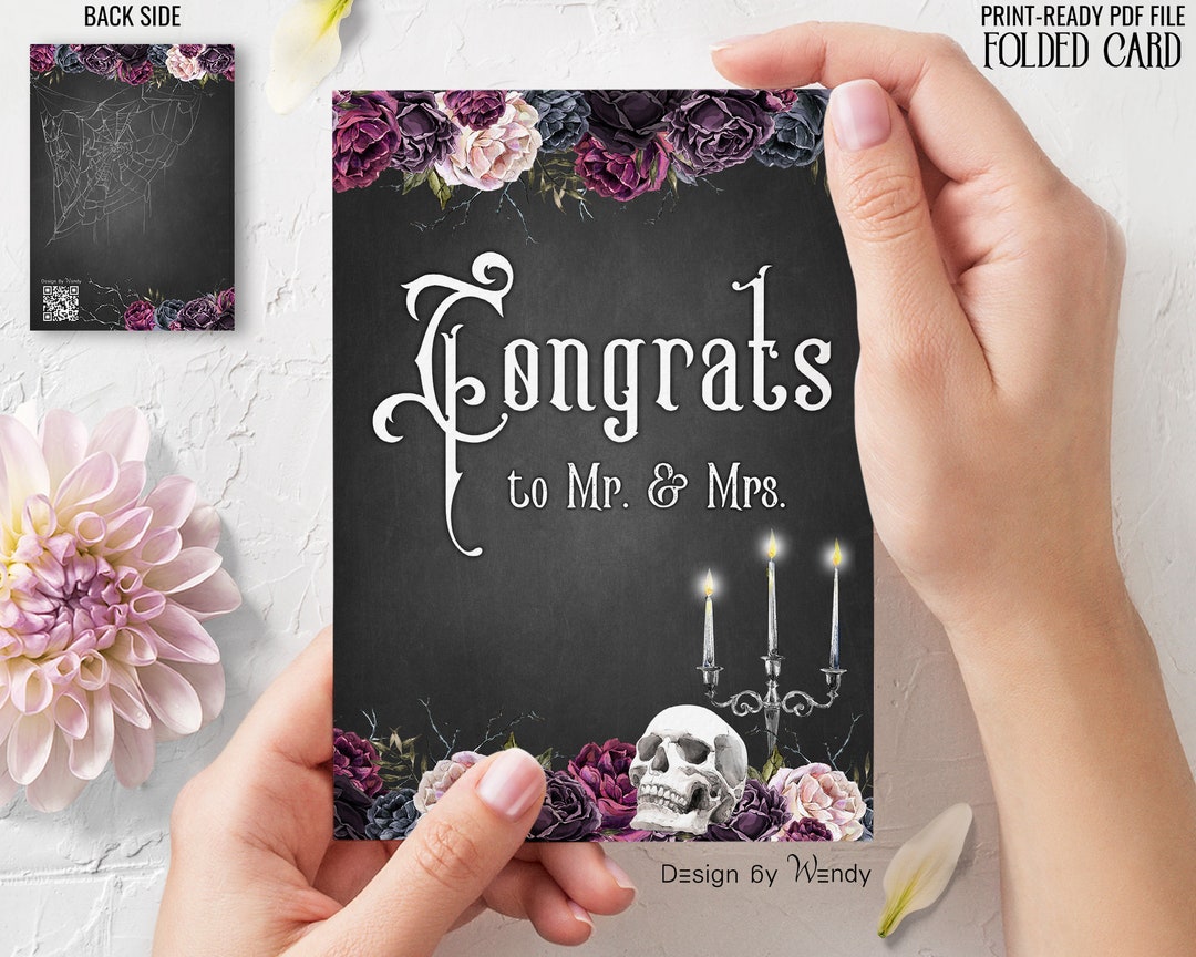 Gothic Wedding Greeting Card. Instant Download Folded Card - Etsy