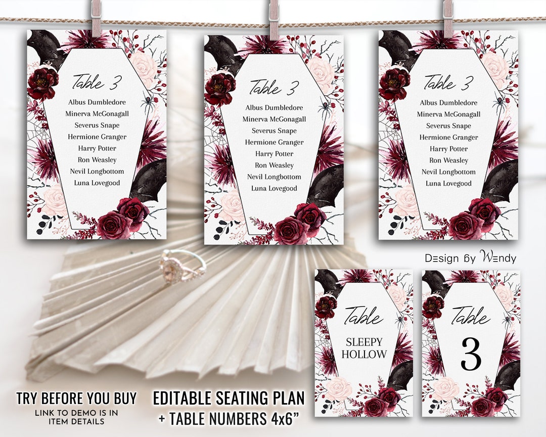 Editable Coffin Seating Plan Coffin Table Numbers Template. Wedding ...