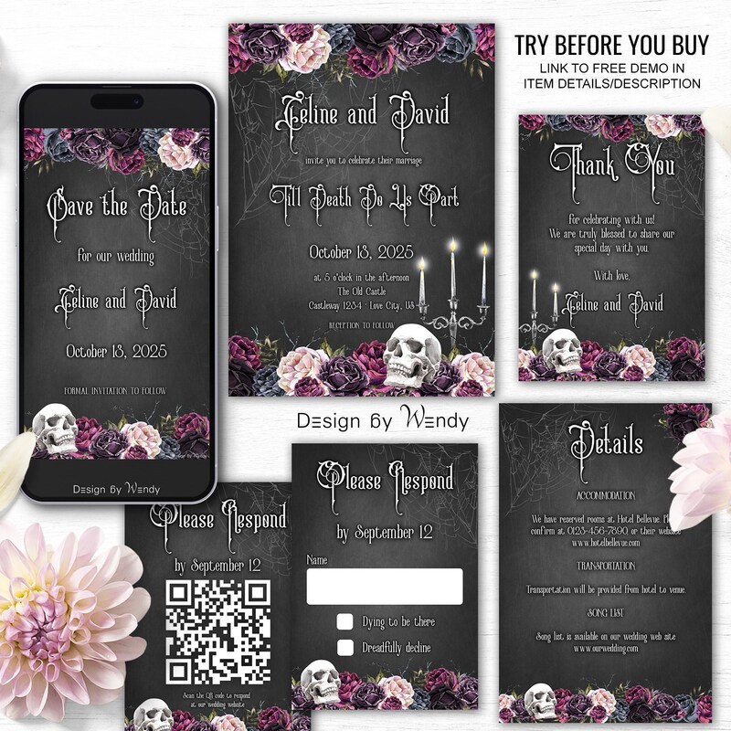 Goth Wedding Invitation - Etsy