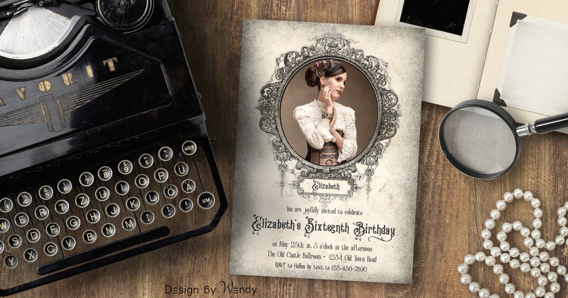 Victorian Photo Frame Invitation. Editable Victorian Birthday Party ...