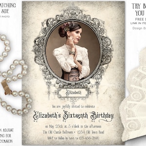 Victorian Photo Frame Invitation. Editable Victorian Birthday Party ...