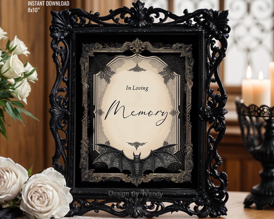 Instant Download Victorian Memory Sign With Bat. in Loving Memory ...