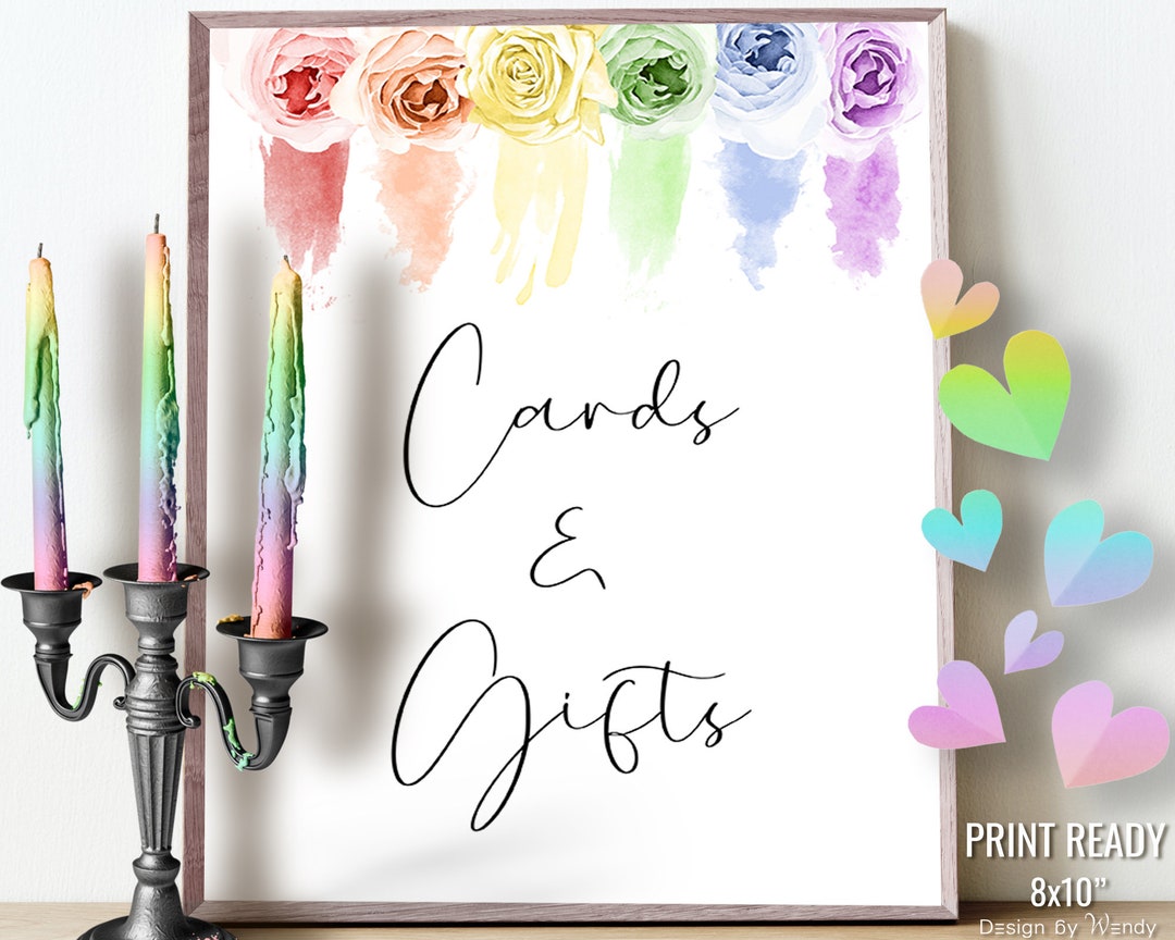 Rainbow Wedding Cards & Gifts Sign. Instant Download Gay Lesbian ...