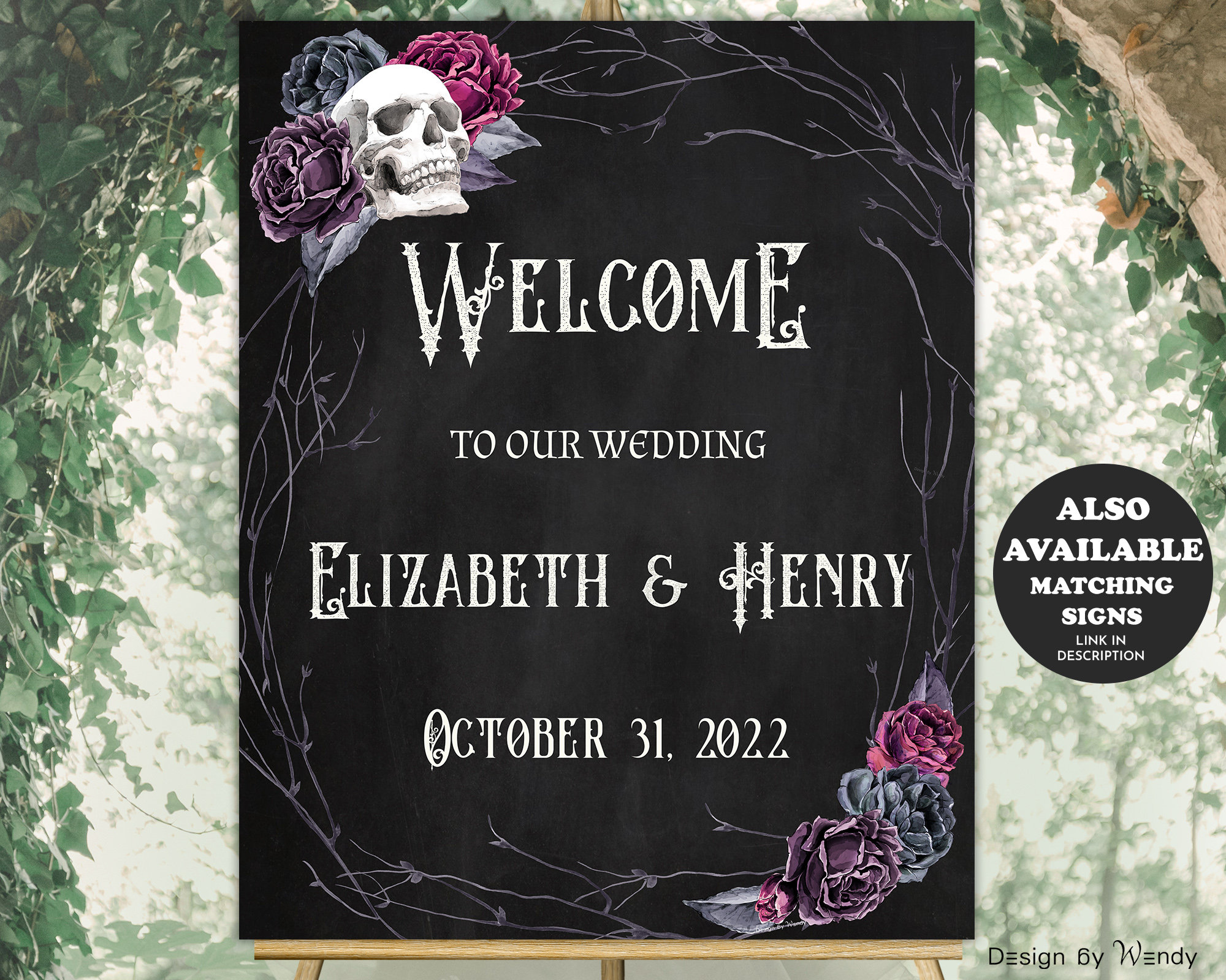 Edit Yourself Black Gothic Wedding Sign Gothic Welcome Sign | Etsy