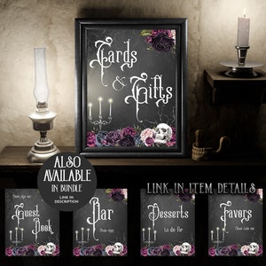 Gothic Cards & Gifts Sign With Roses and Skull. Gothic Wedding Party ...