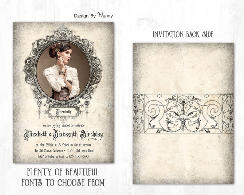 Victorian Photo Frame Invitation. Editable Victorian Birthday - Etsy
