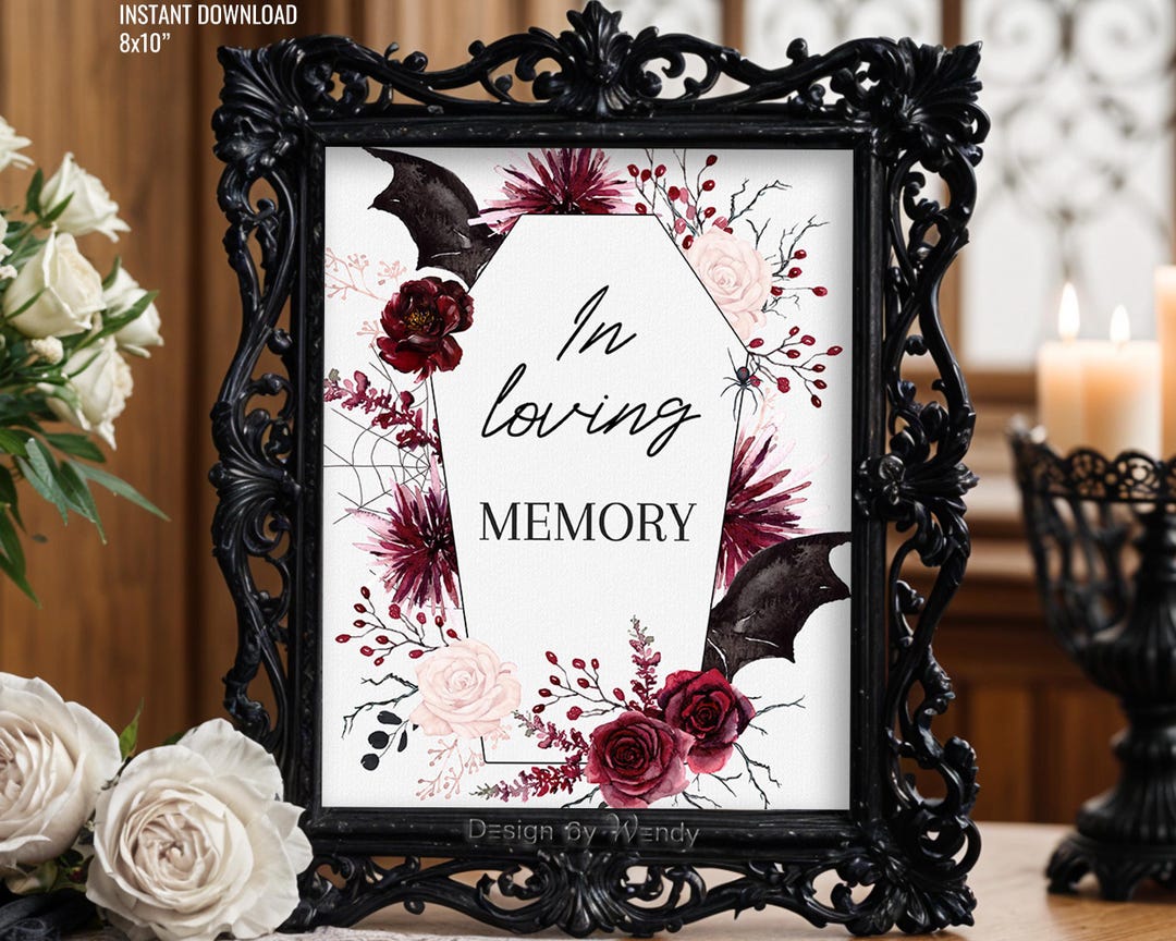 In Loving Memory, Wedding Table Sign. Instant Download Gothic Coffin ...