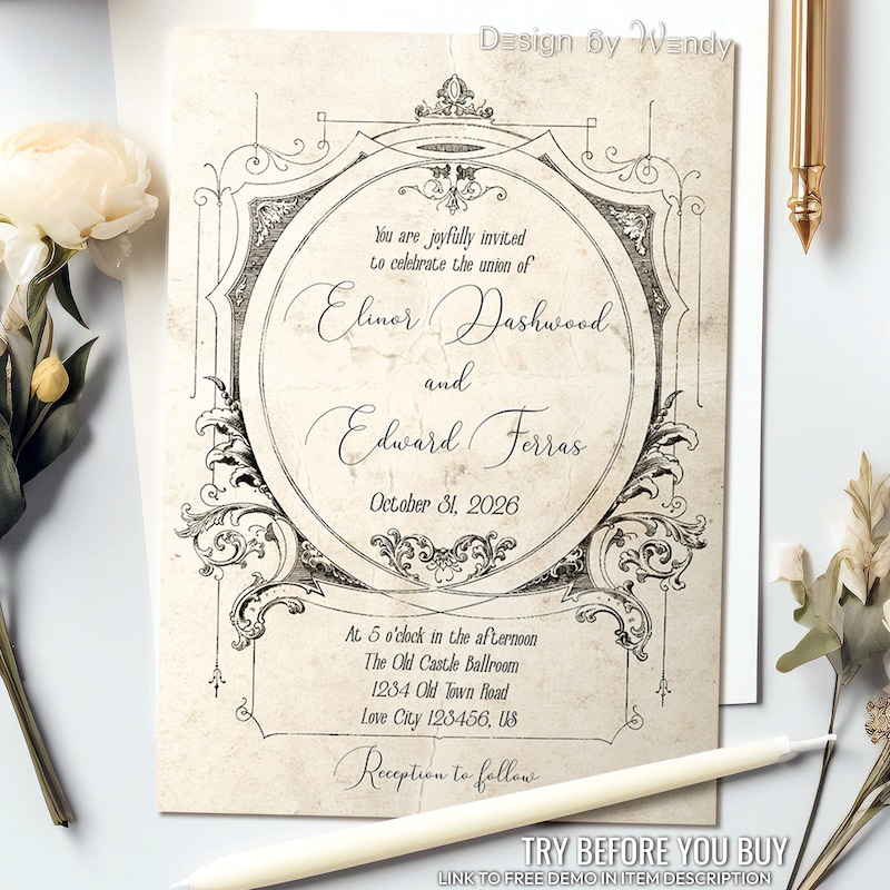 Edwardian Wedding Invitation - Etsy