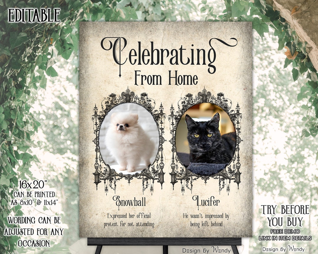 Wedding Pets Mention Sign Template, Celebrating Wedding From Home ...