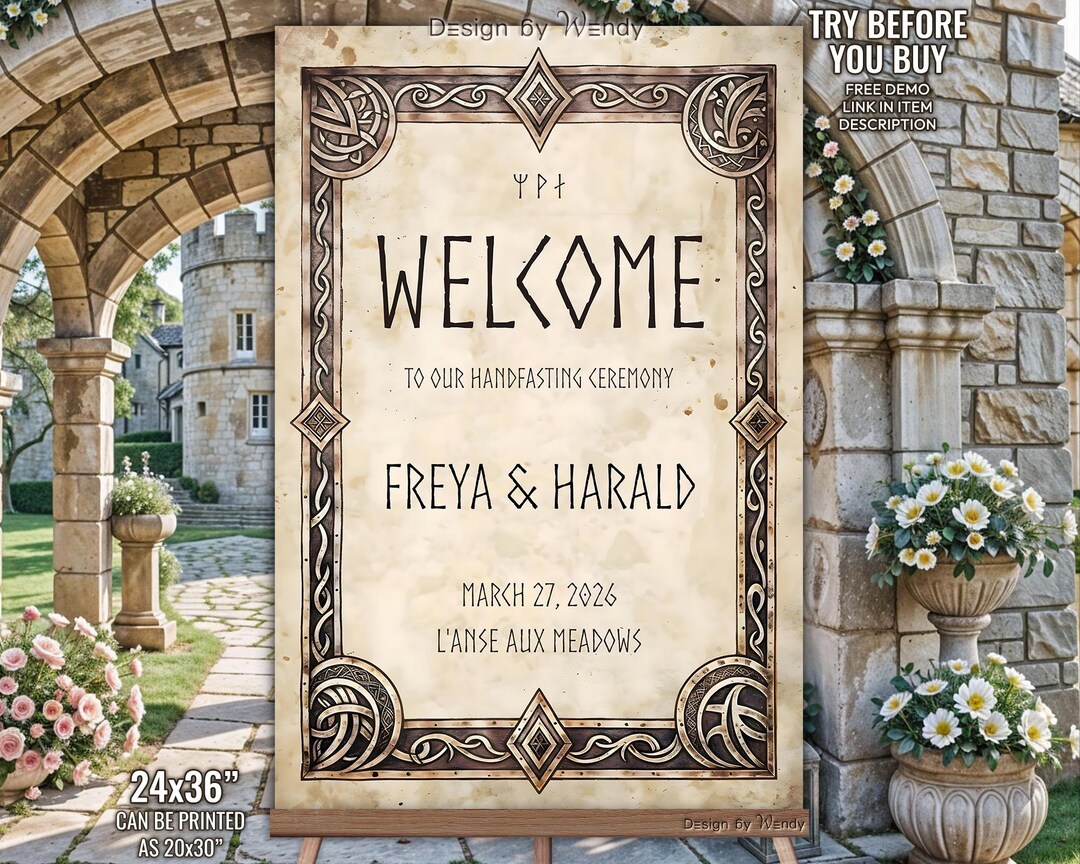 Norse Wedding Welcome Sign Template. Editable Viking Wedding Signage ...